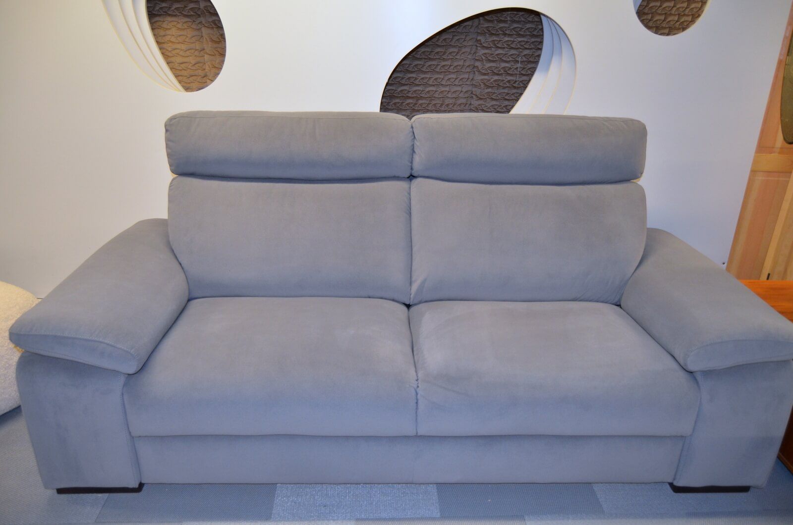 Keswick Large Sofa and Two Armchairs with Footstool in Grey Faux Suede Fabric