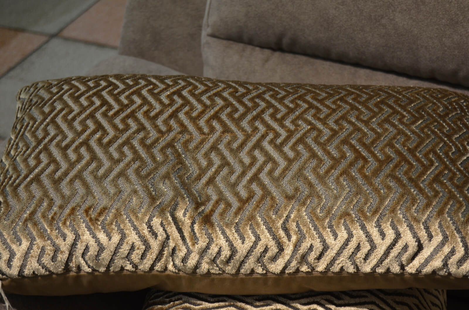 Gold Geometric Bolster Cushions Set of 2 Scatter Cushions with Fibre ...
