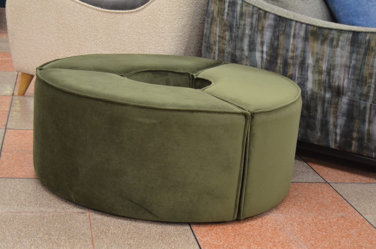 Sofa.com Set of 3 Triangular Stools Pie Stool Set in Green Velvet