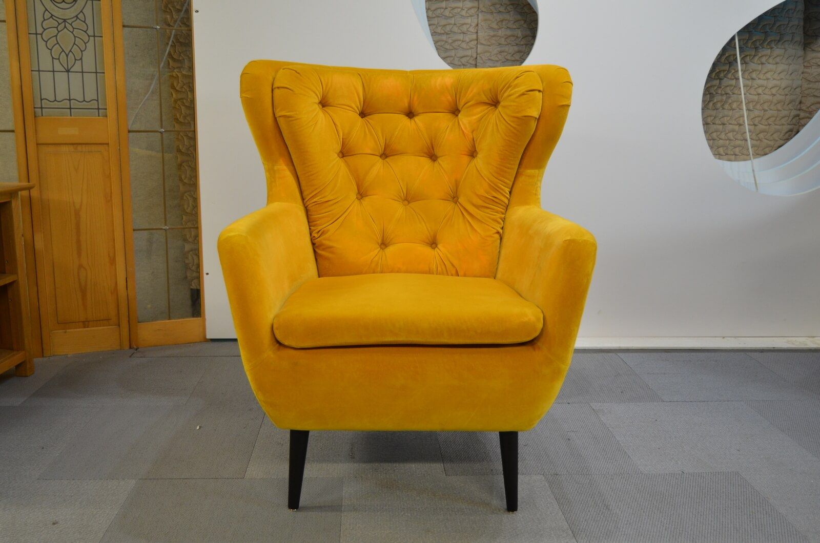 Ernest Armchair in Butterscotch Yellow Velvet Second