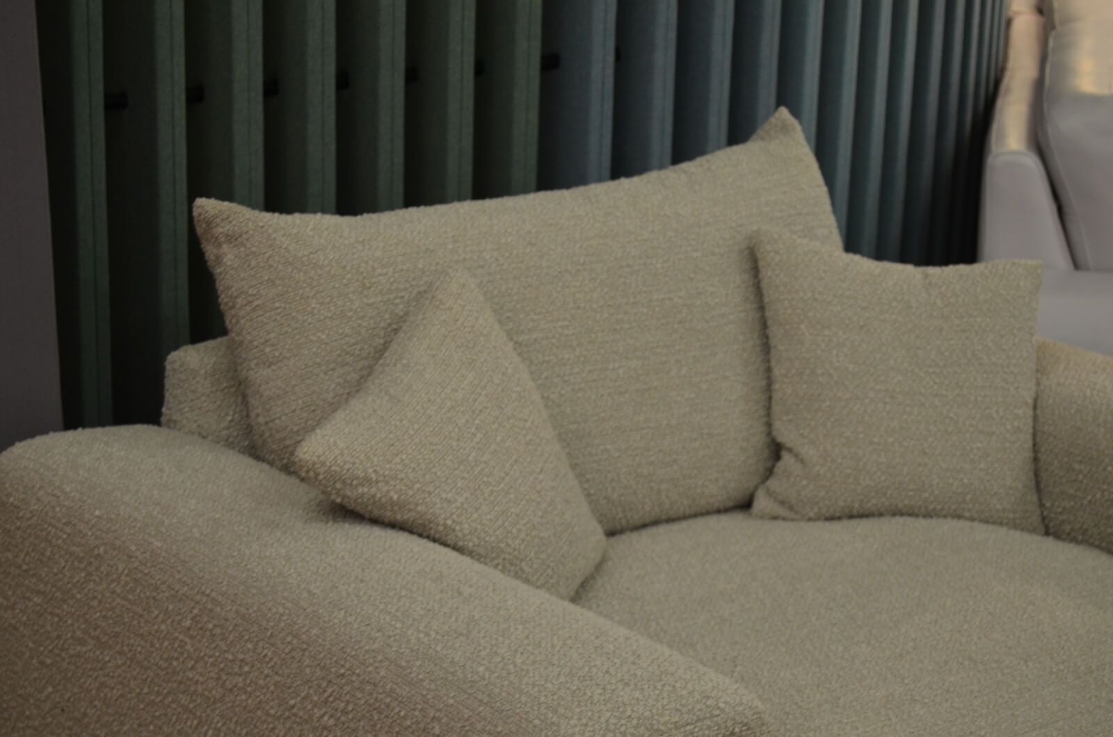 Sapphire Snuggler Chair in Beige Boucle Fabric