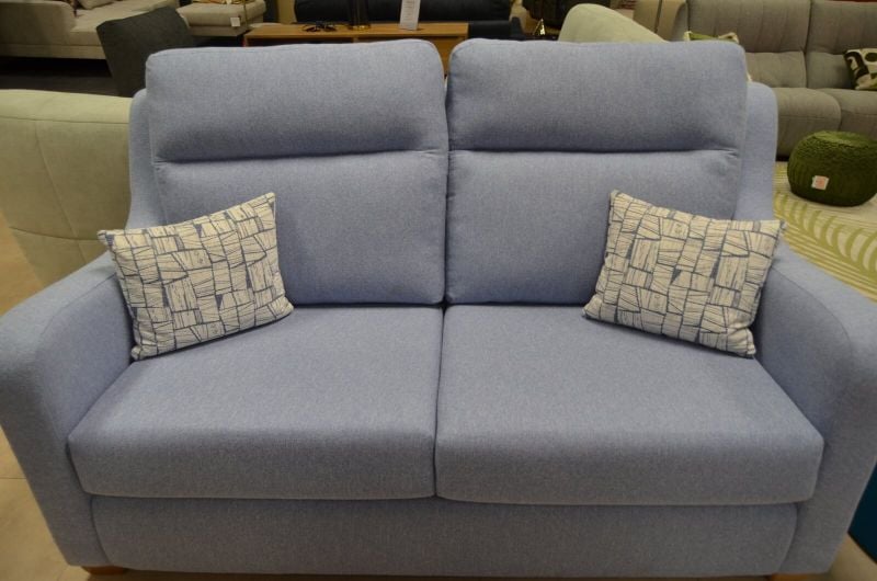 Aspen 3 Seater Sofa in Blue Fabric with Scatter Cushions Small Compact ...