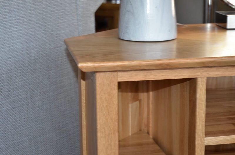 Corner TV Unit with Media and Digibox Storage Open Shelves Television Stand